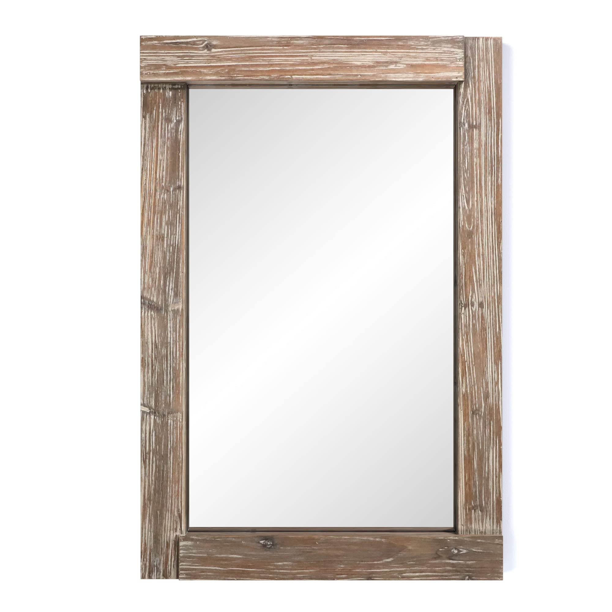 Gracie Oaks Miroir mural 24 x 36 en bois foncé de style campagnard ...