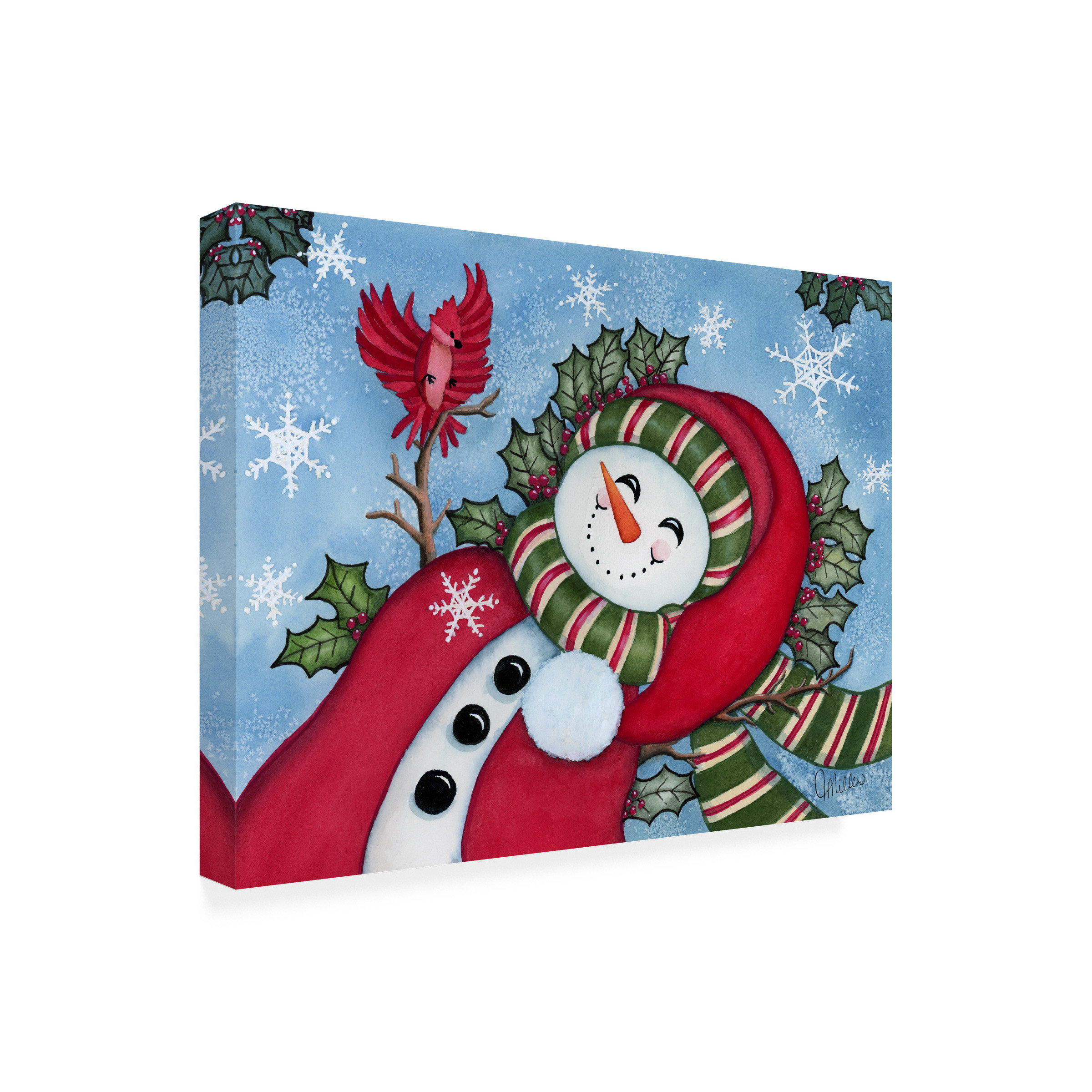 The Holiday Aisle® Tracy Miller 'Snowman & Cardinal' Canvas Art ...