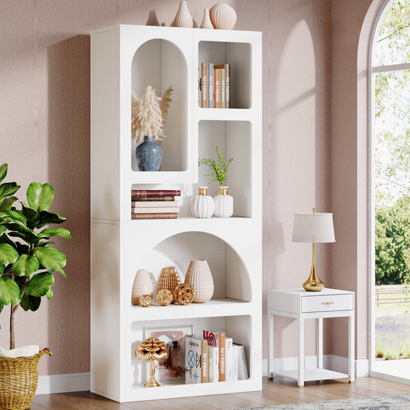 Latitude Run® Attwood 70" Tall Bookshelf, 5 Tier Geometric Bookcase ...