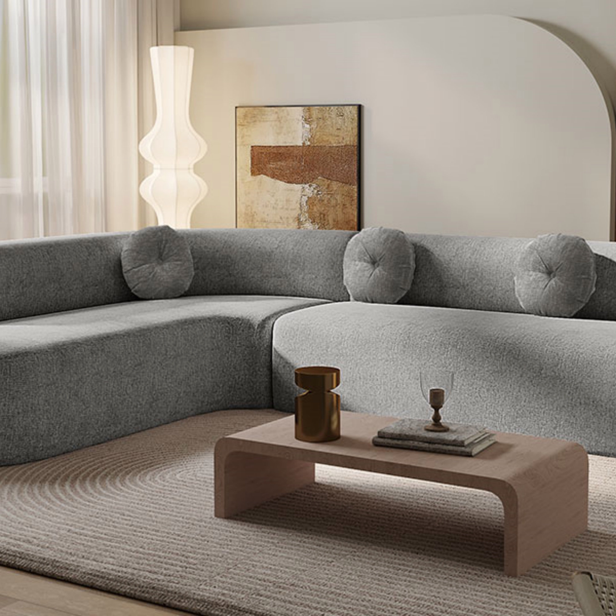 Latitude Run® 122'' Extra Large Sectional Sofa Soft Fabric Upholstery ...