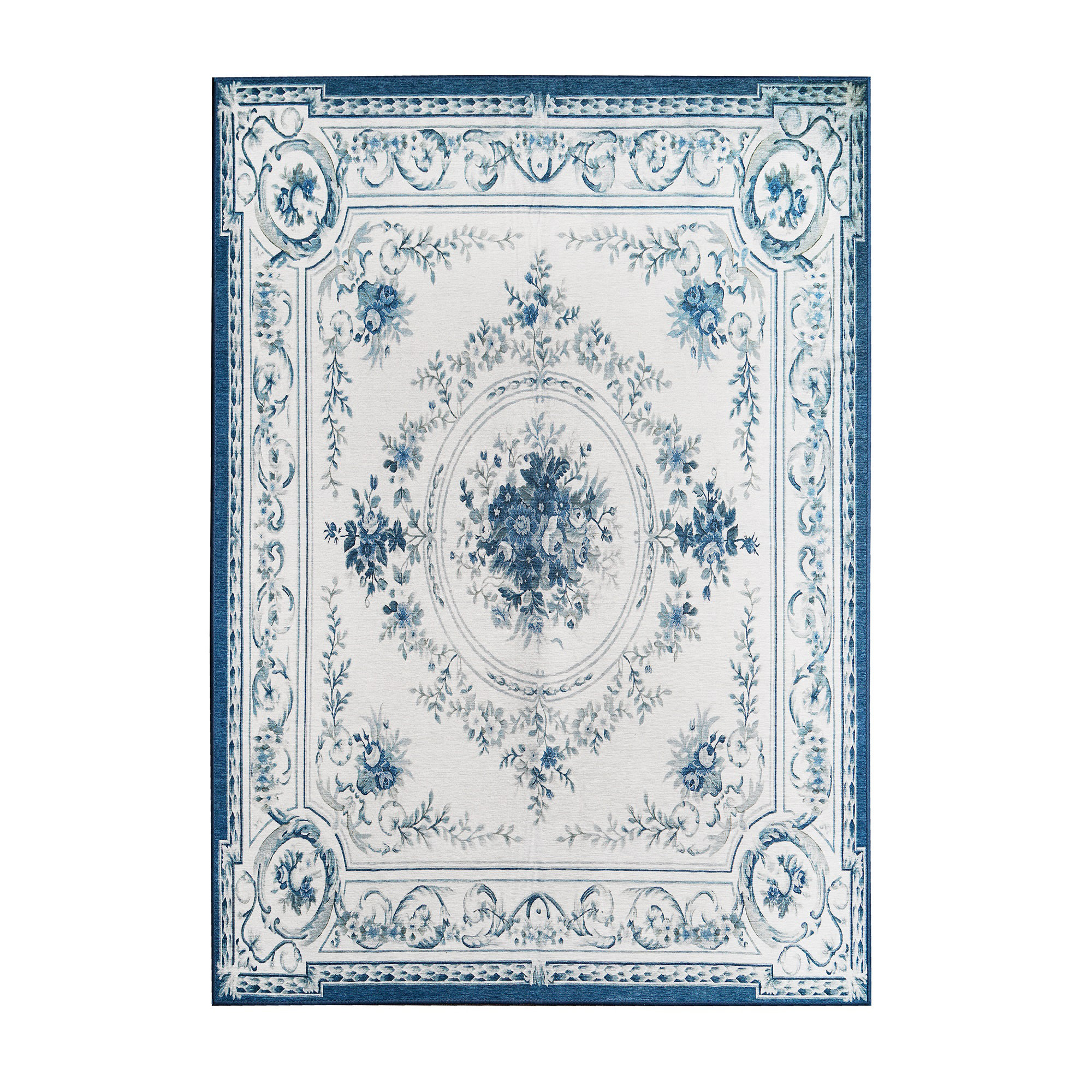 My Magic Carpet Washable Aubusson Blue Washable Rug 5X7 | Wayfair