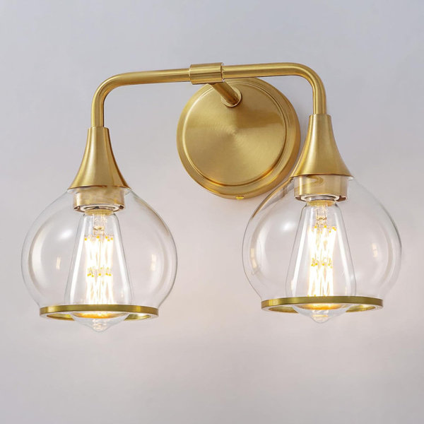 Mercer41 Gold Bathroom Light Fixtures 2-Lights Vanity Lights with Clear ...