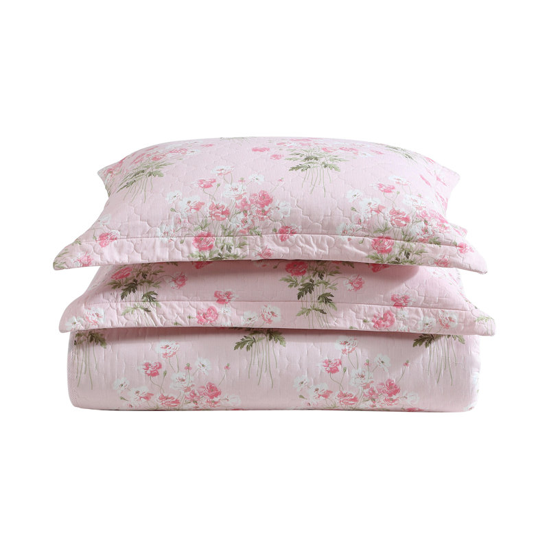 Laura Ashley Veronicas Bouquet Cotton Reversible Pink Quilt Set ...
