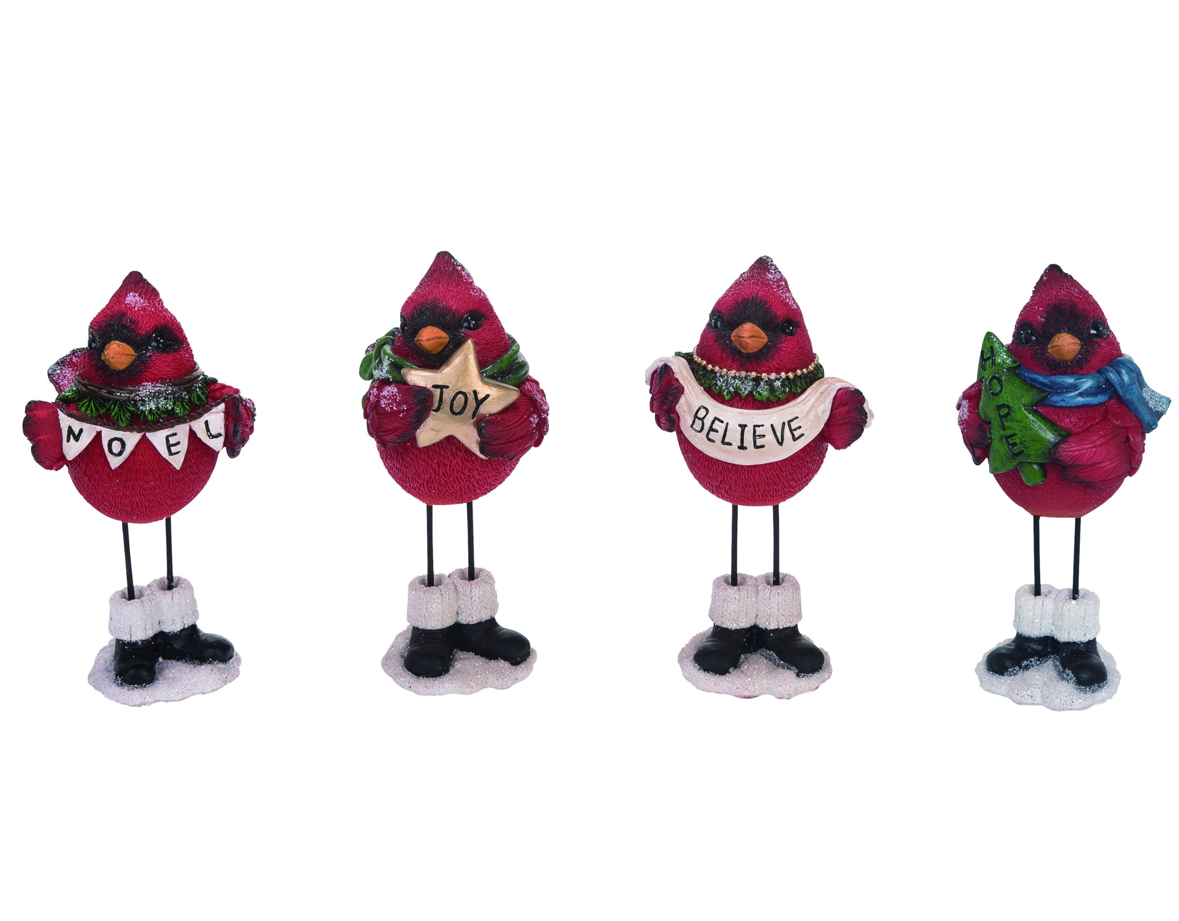 The Holiday Aisle® 4 Piece Resin Christmas Standing Cardinal Figurine ...