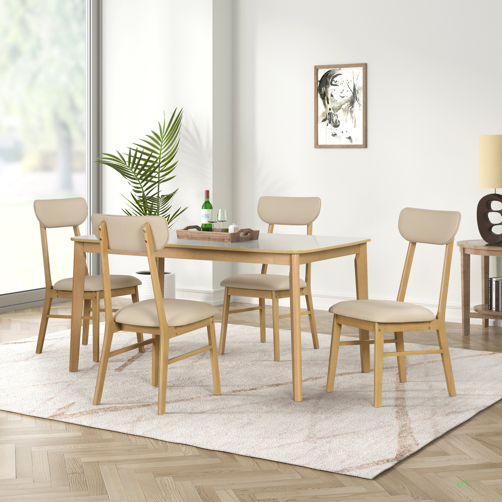 George Oliver 6-Piece Dining Table Set, One Table One Bench And Four ...