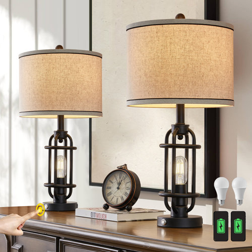 Mercer41 Jacolbi 3 Way Dimmable Touch Control Table Lamp with Dual USB ...