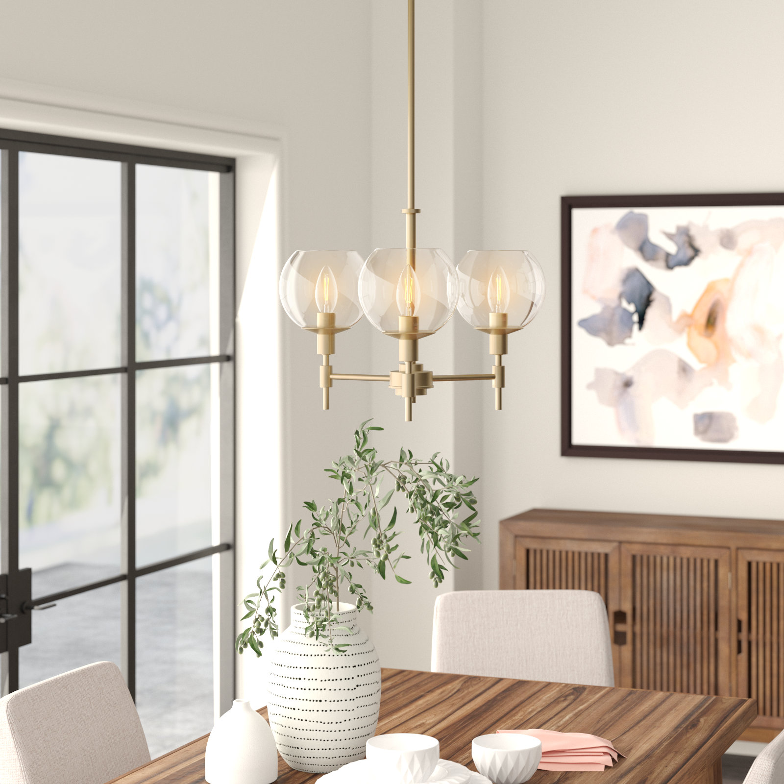 Three Posts Lomawai With Clear Glass 3 Light Chandelier Ceiling Light ...