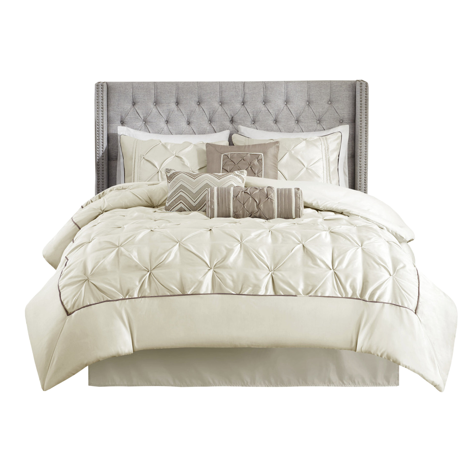 Banior Full Comforter 7 Piece - Stylish Embroidery & Washable Bedding ...