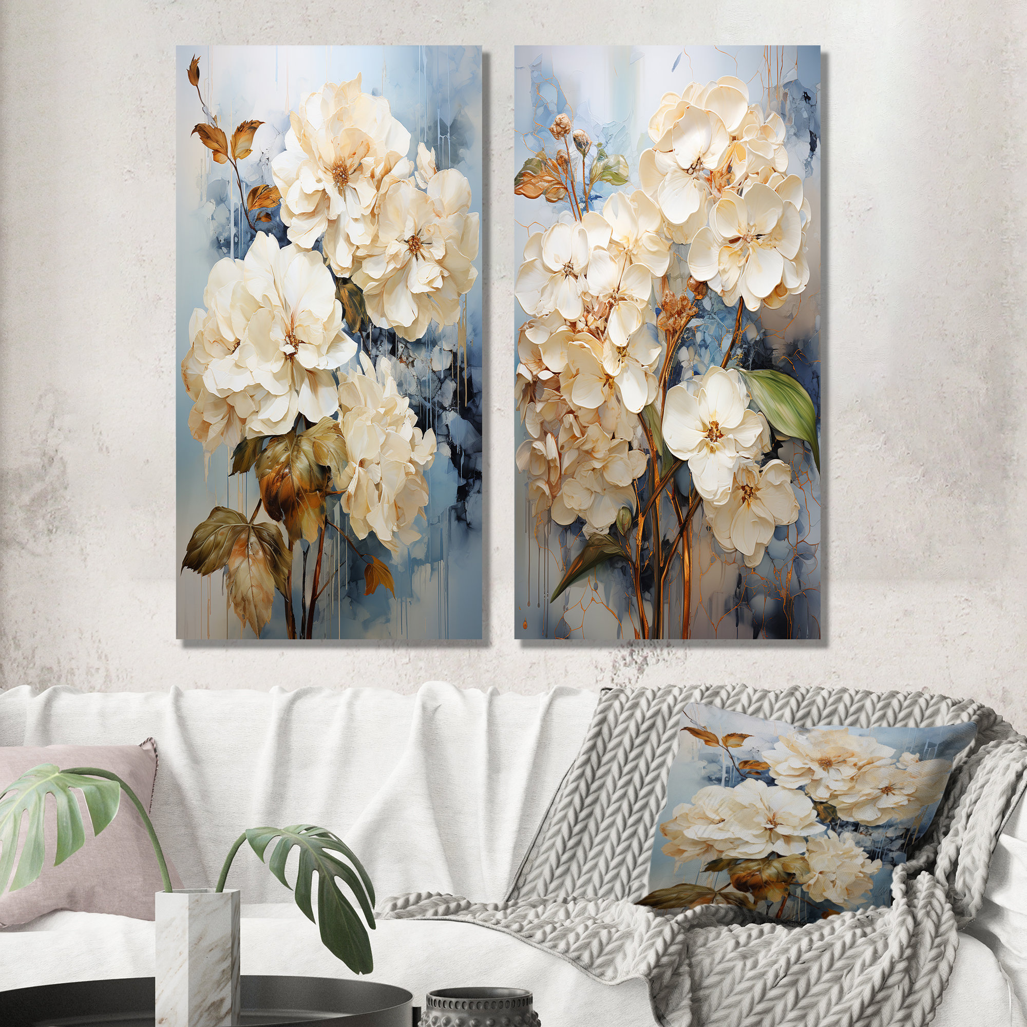 Red Barrel Studio® Minimal Beige Hydrangea Grace - Hydrangea Canvas ...