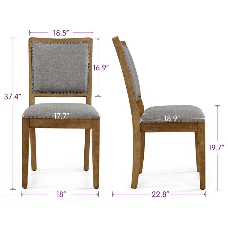Latitude Run® Solid Wood Frame Upholstered Dining Chair with Nailhead ...