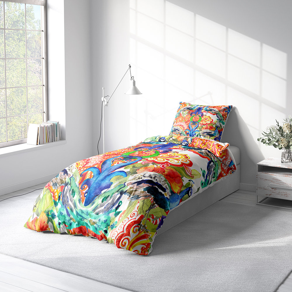 Folk N Funky Multicolor Microfiber 3 Piece Duvet Cover & Insert Set ...