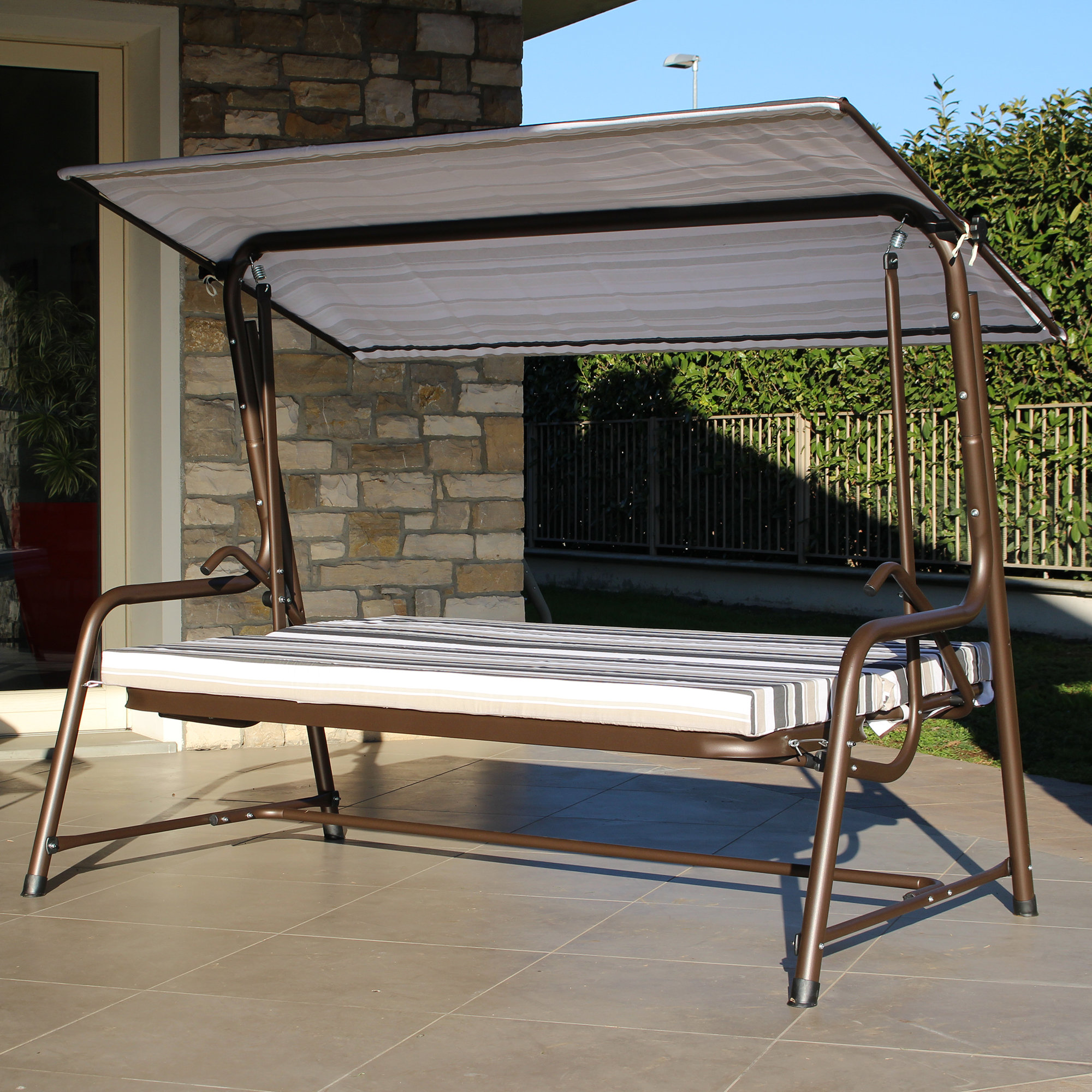 SUNJOY Outdoor Porch Swing and Bed with Adjustable Canopy and Cushion ...