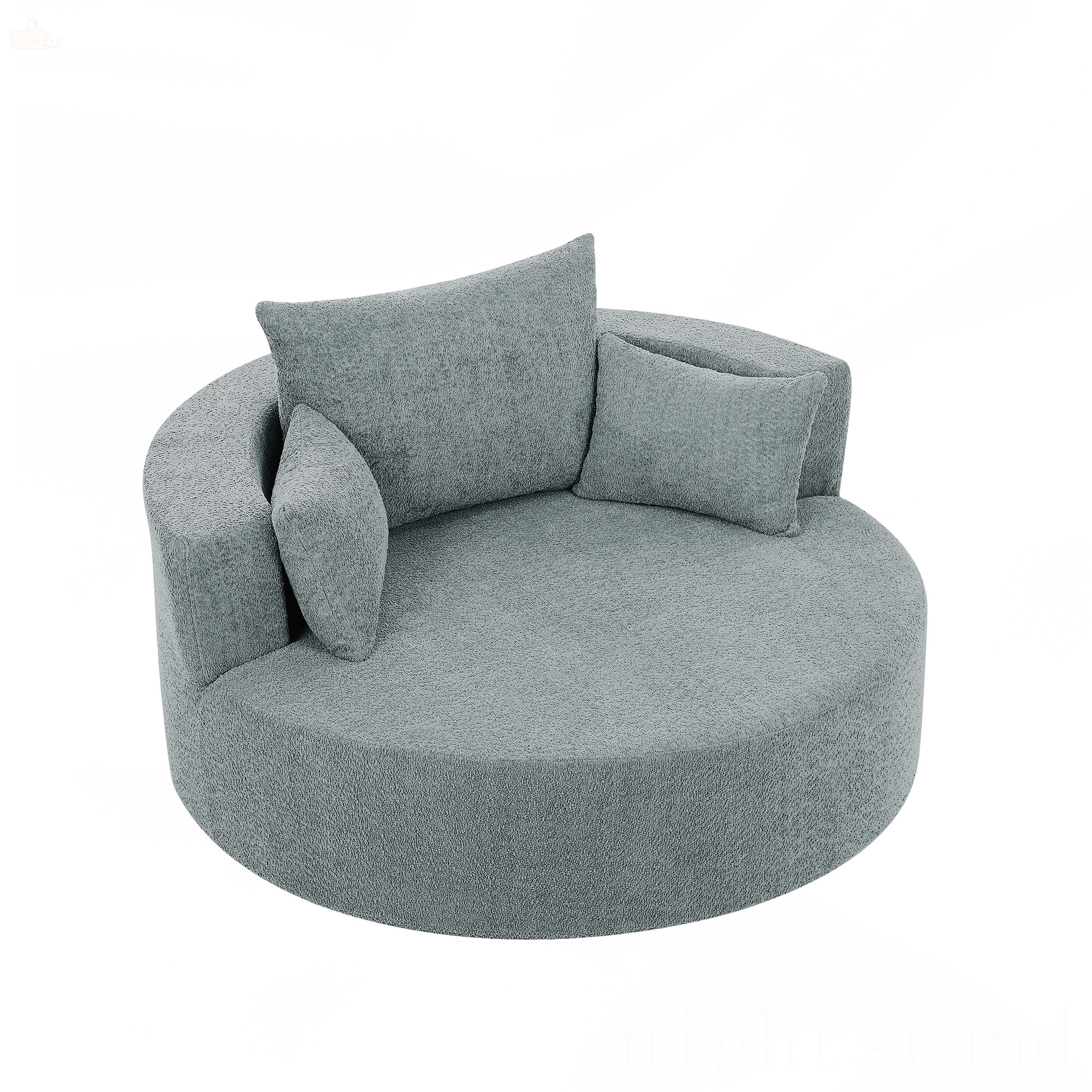 Hokku Designs Swivel Round Sofa Chair With 3 Removable Pillows | Wayfair