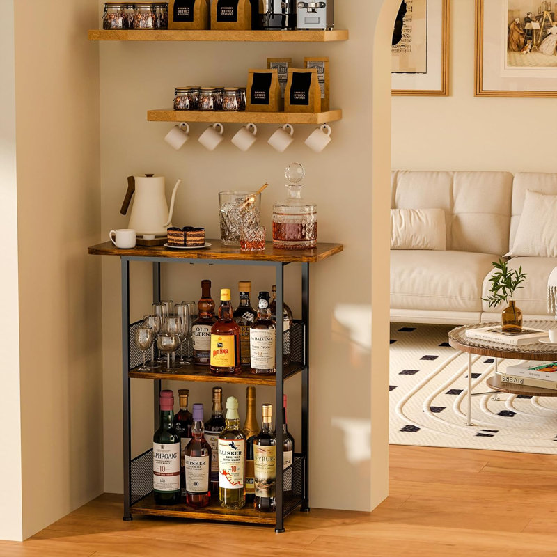 17 Stories Floor Standing Freestanding Whiskey Rack: 3 Tier Wine Rack ...