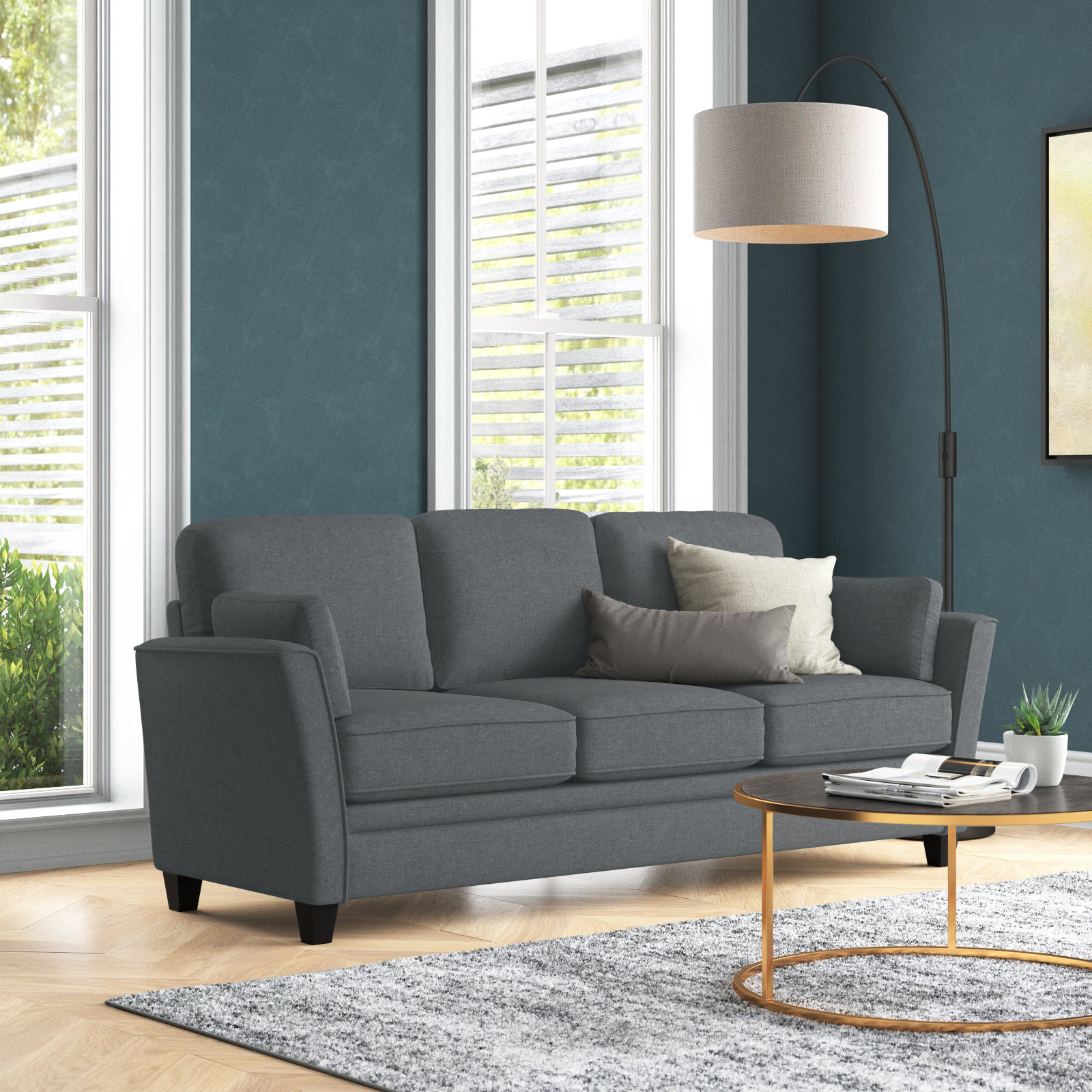 Lark Manor™ Aldrena 81.5'' Modern Upholstered Flair Arm Couch Sofa ...