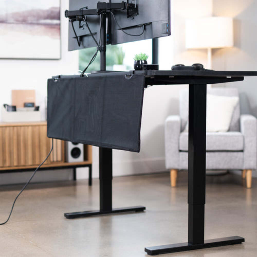 Vivo Black Under Desk Privacy & Cable Management Sleeve Panel | Wayfair