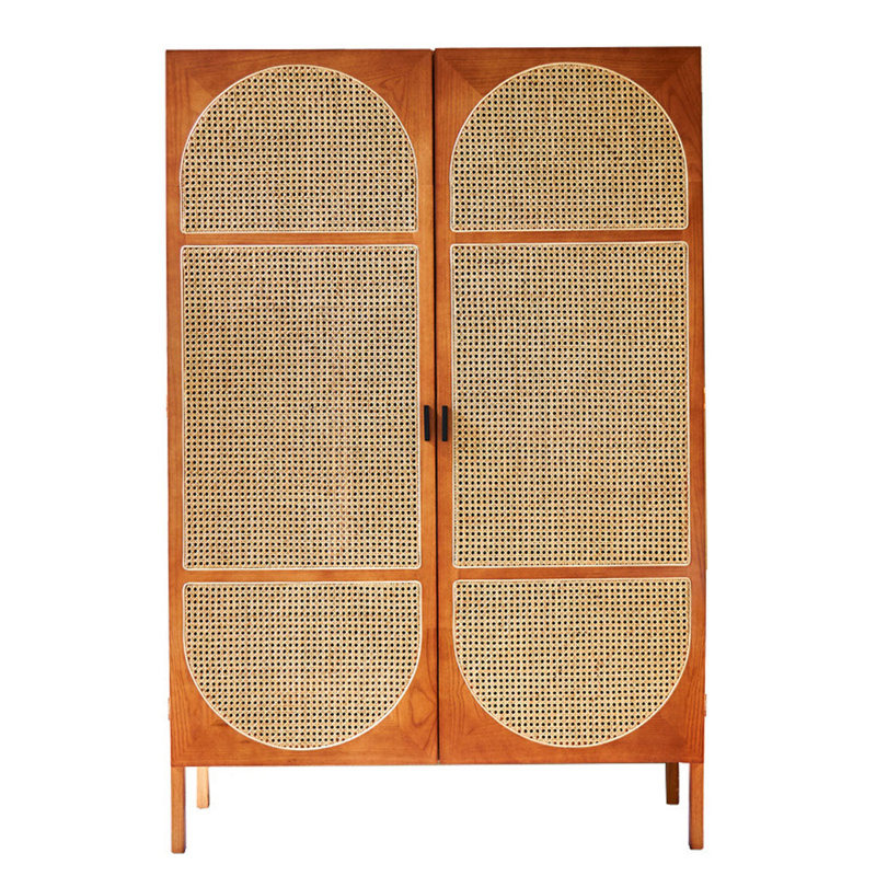 Dream cabinet Ash Wood Rattan Double Door Closet Storage Cabinet Accent ...