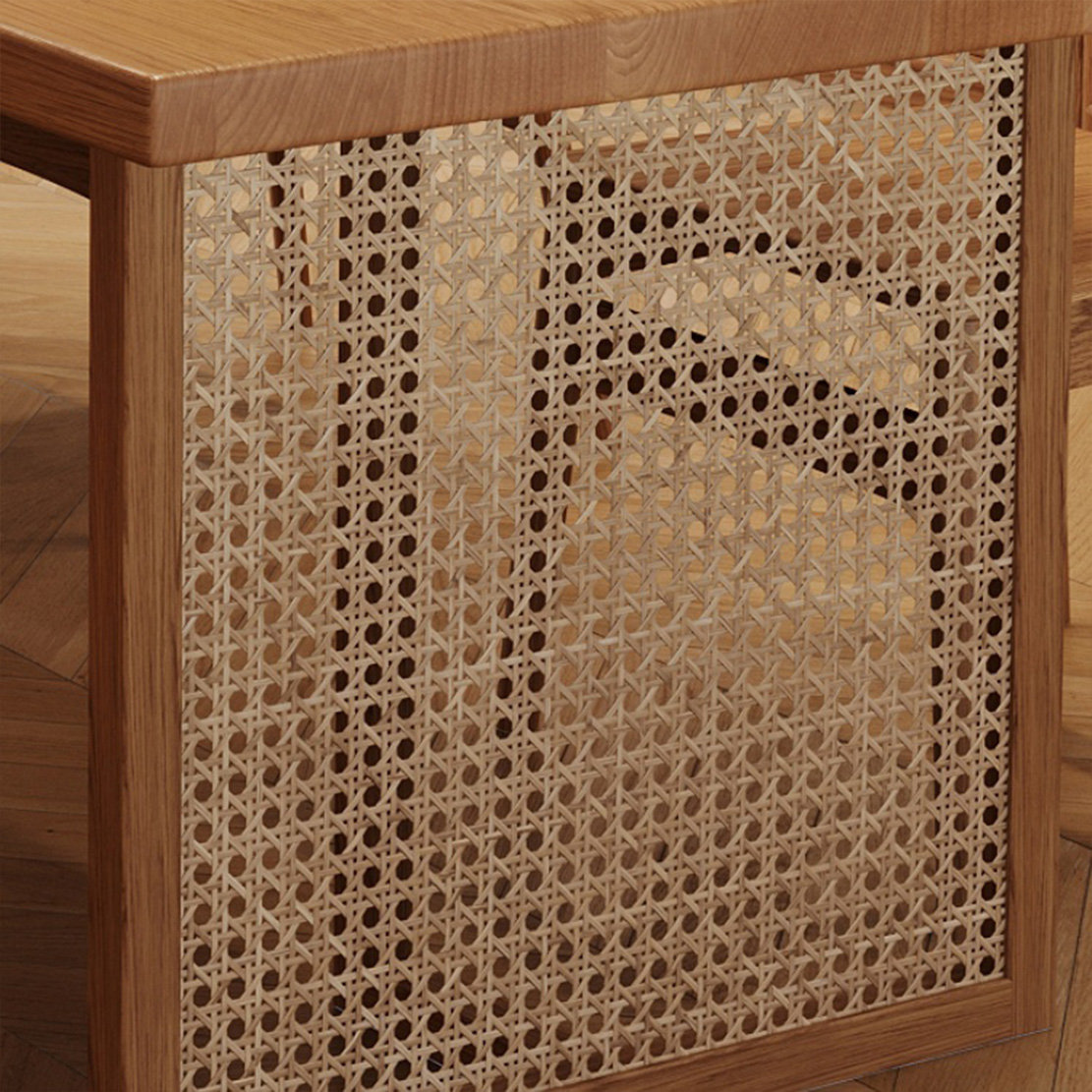 Waagy Solid wood hand rattan dining table set | Wayfair