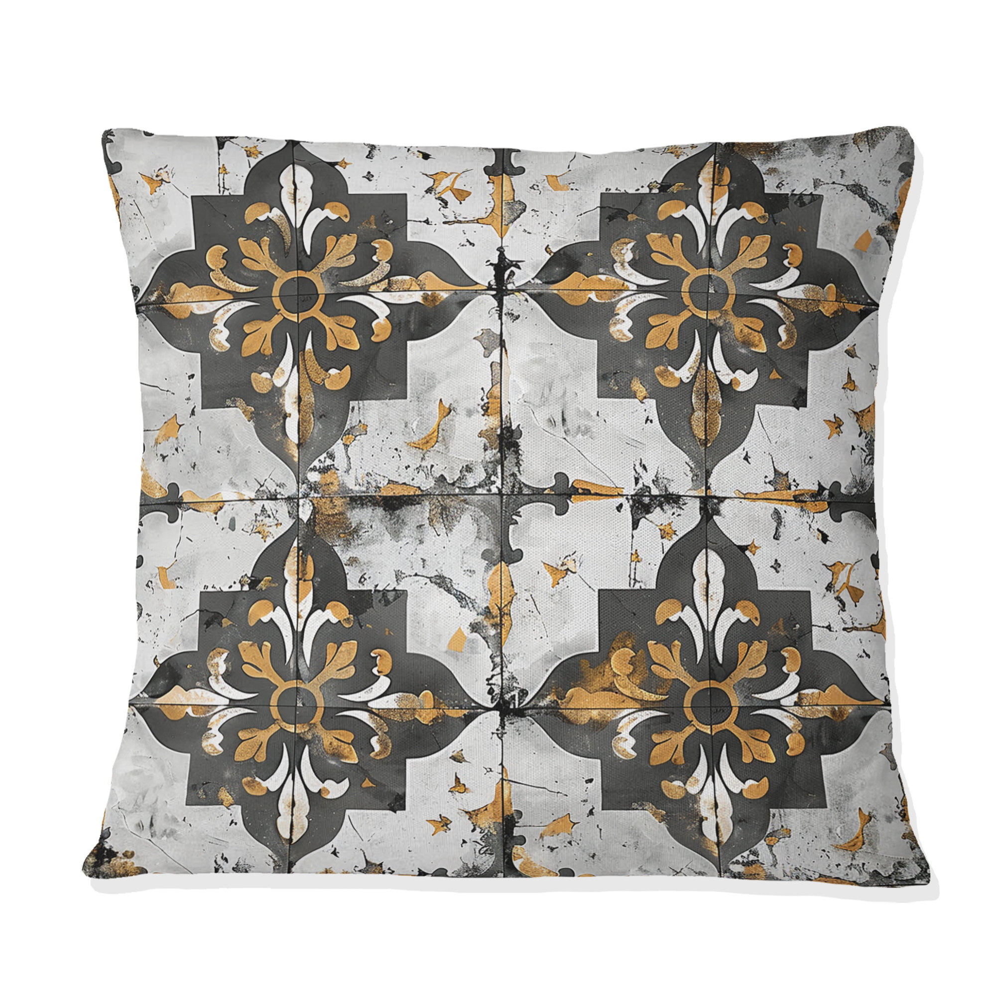 Design Art Rustic Tiles I - Farmhouse Throw Pillow | Wayfair