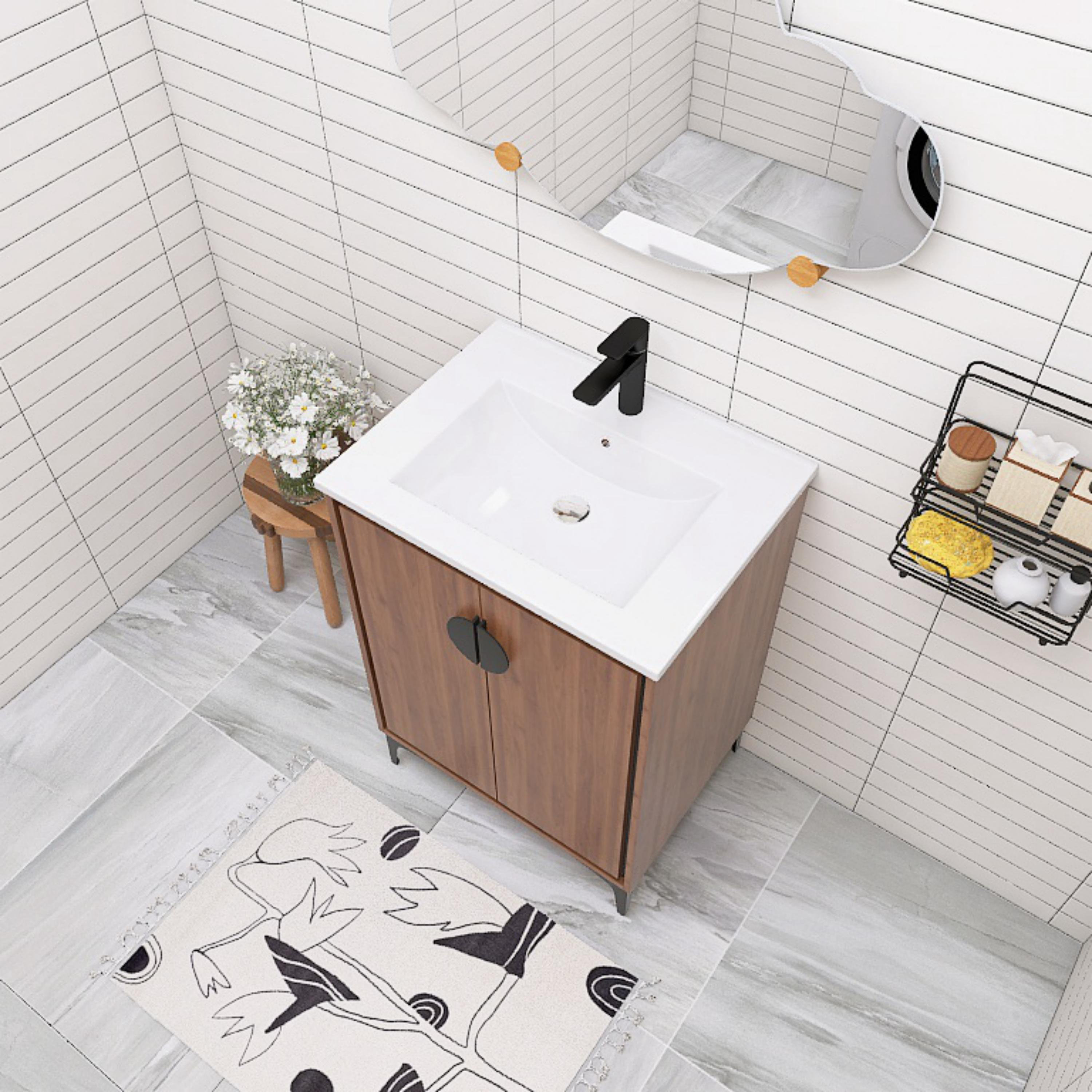 Wrought Studio™ Ahriya 24.36 Single Bathroom Vanity with Top - Wayfair ...