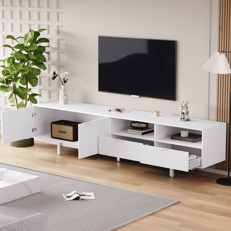 Brayden Studio Modern Tv Stand With Geometric Design - 200cm Media Unit ...