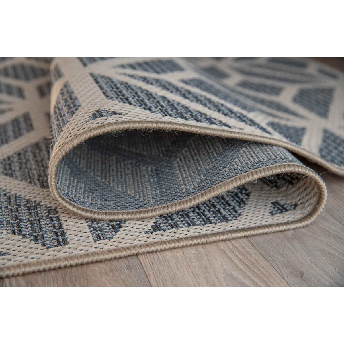 Wrought Studio™ Pissouri Geometric Blue/Gray/Ivory Indoor & Outdoor ...