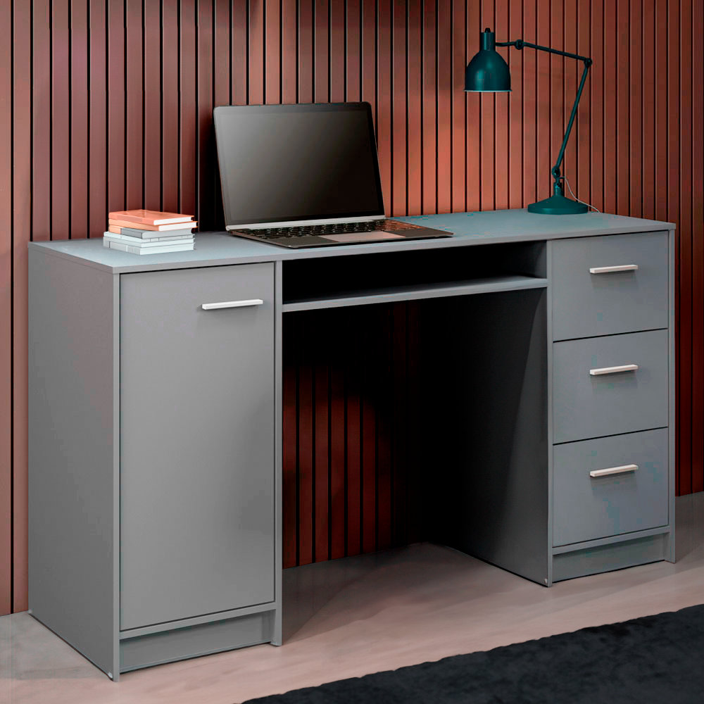 Latitude Run® Madesa Computer Desk 53 Inch with 3 Drawers 1 Door and 1 ...