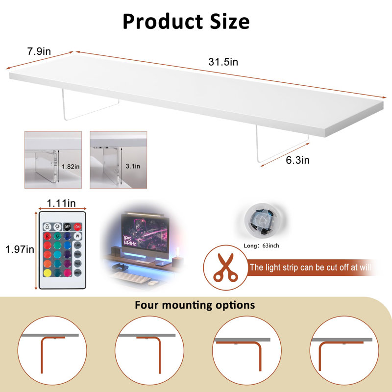 Orren Ellis Monitor Stand Riser,Wood & Acrylic Computer Monitor Stand ...