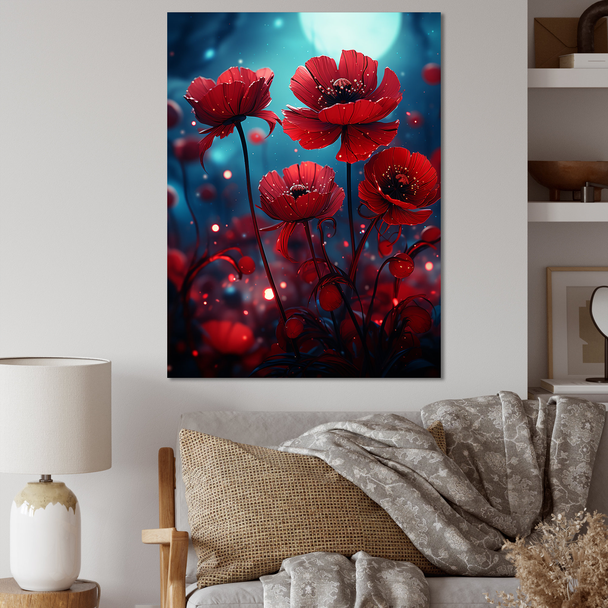 Lark Manor Ruby Red Poppy Moonlight - Poppies Wall Art - Wayfair Canada