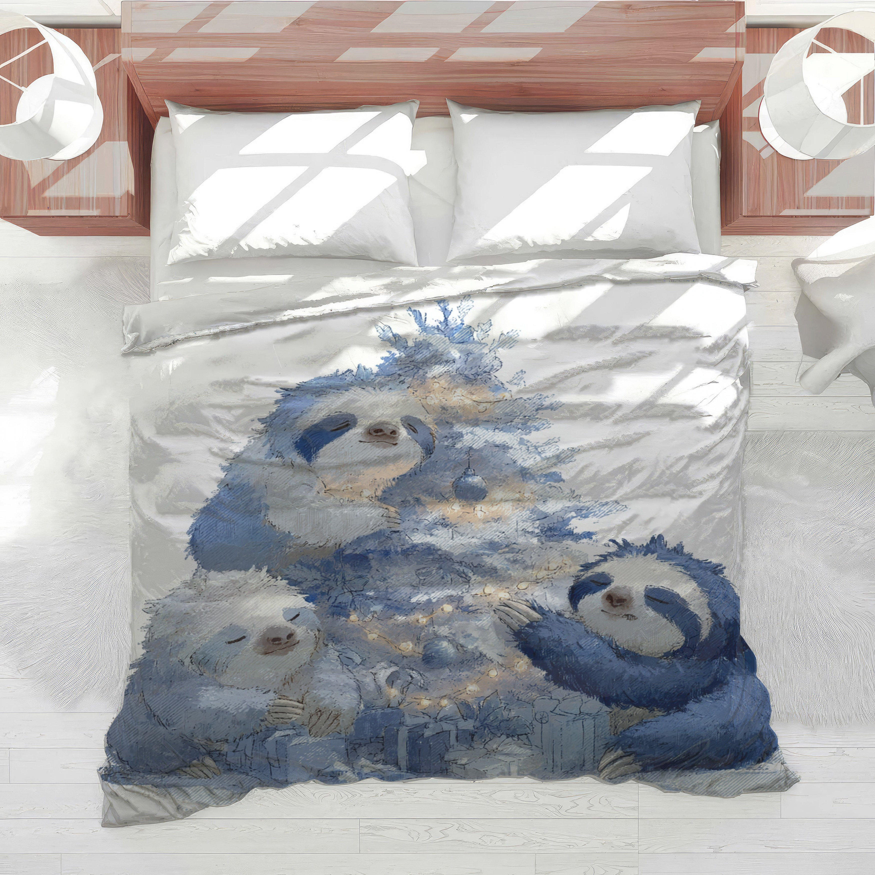 VisionDecor Sloth Bedding Animal Comforter Coastal Beach | Wayfair
