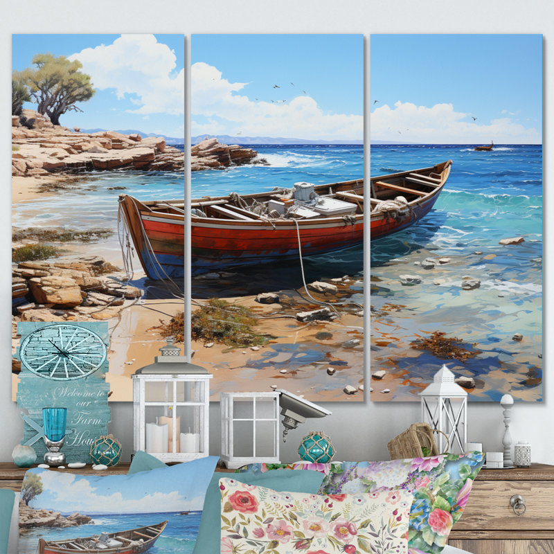 Breakwater Bay Anchored Boat II - Coastal Metal Wall Decor Set | Wayfair