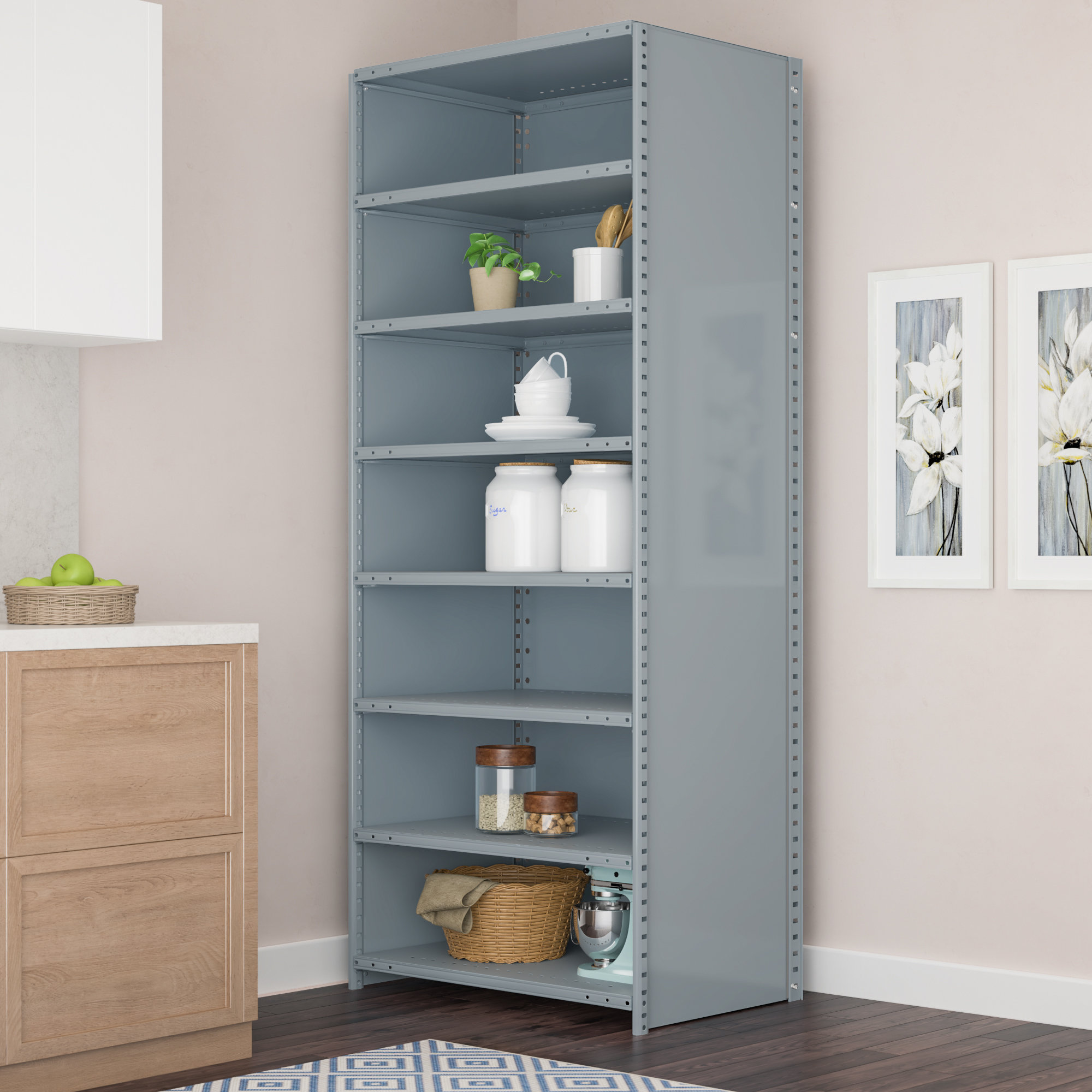 Hallowell Hi-Tech Heavy-Duty Closed Type 7 Shelf Shelving Unit Starter ...