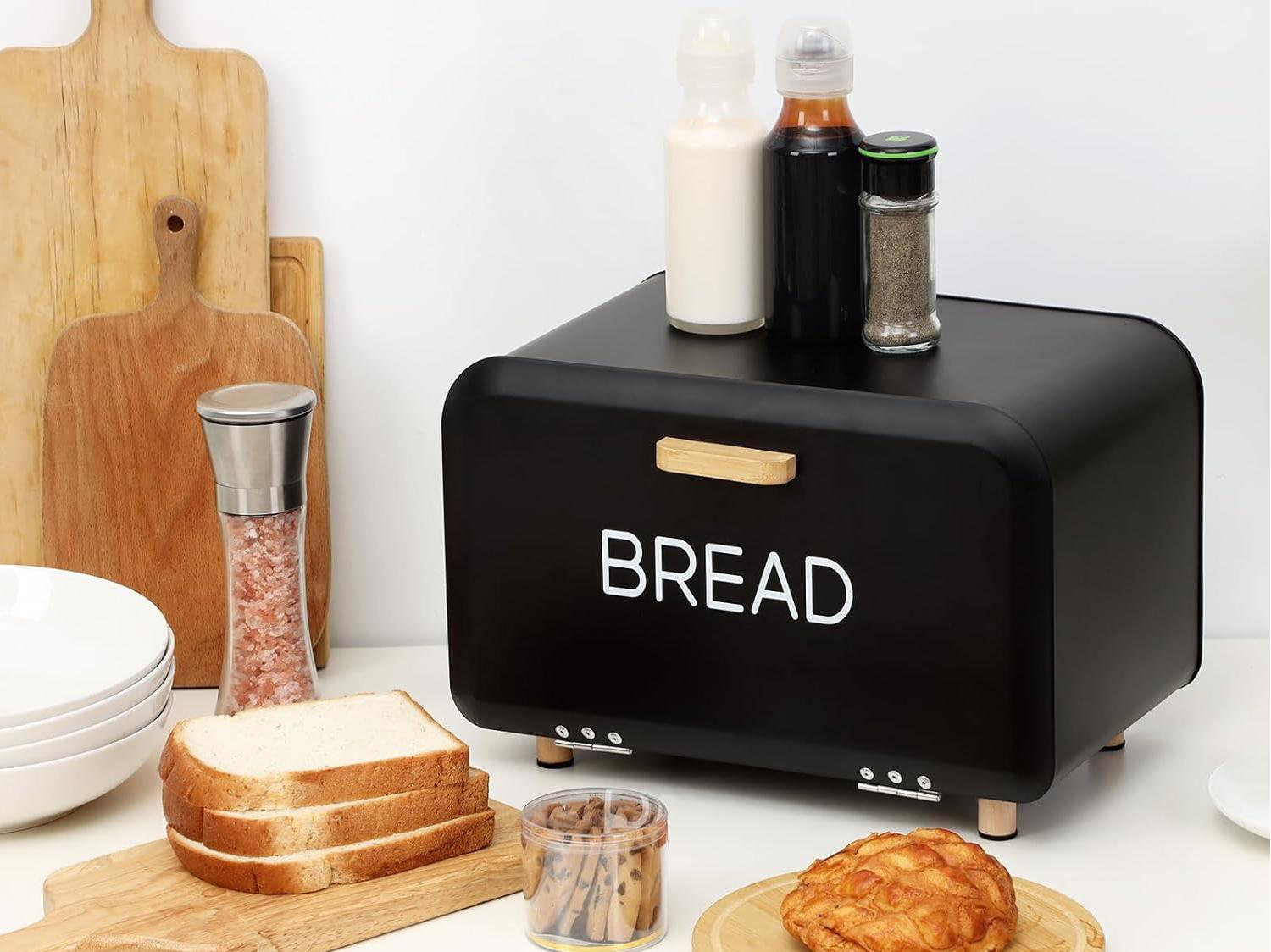 Gracie Oaks White Bread Box For Kitchen Countertop,Large Capacity Bread ...