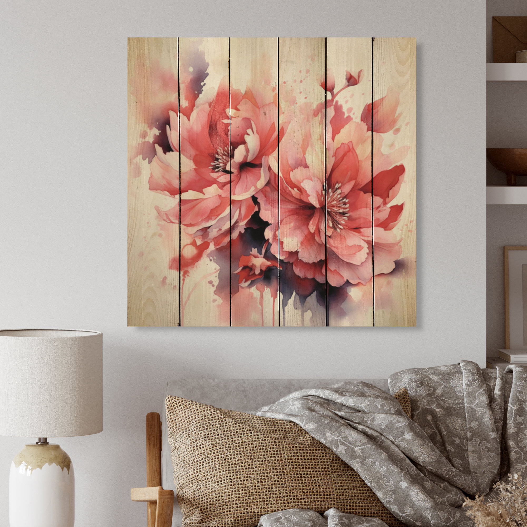 Red Barrel Studio Red Peony Visons On Wood Print - Wayfair Canada