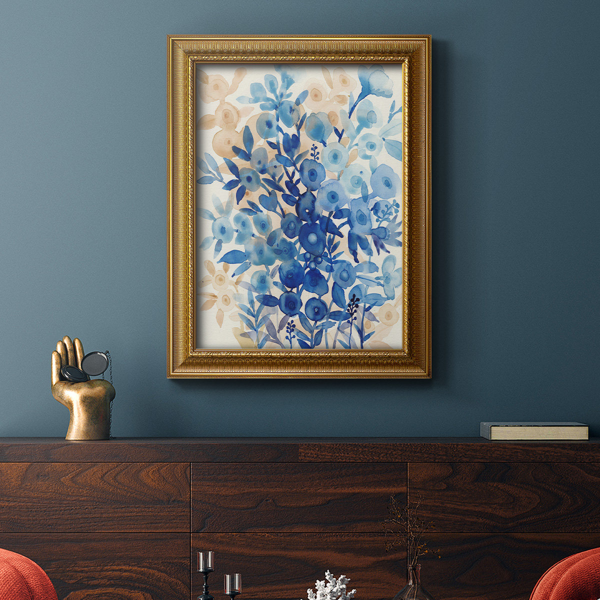 Wexford Home Blueberry Floral II Premium Framed Canvas- Ready To Hang ...