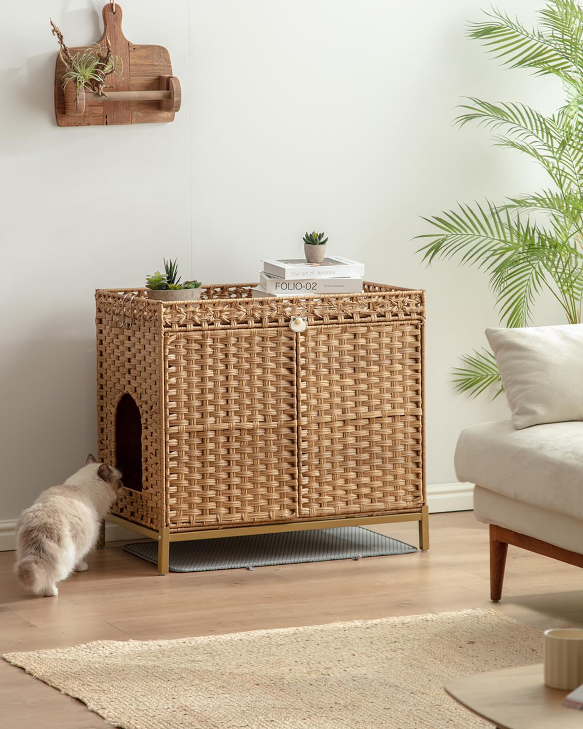 Tucker Murphy Pet™ Cat Litter Box Enclosure Furniture, Hidden Handwoven ...