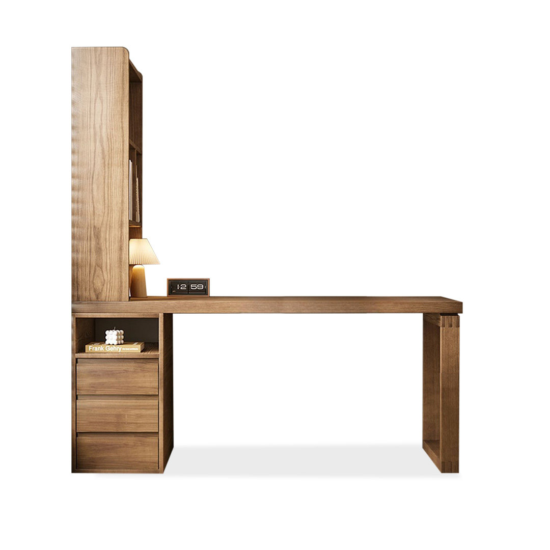 Furnire Lewi Light-walnut Rectangular Solid Wood desks | Wayfair