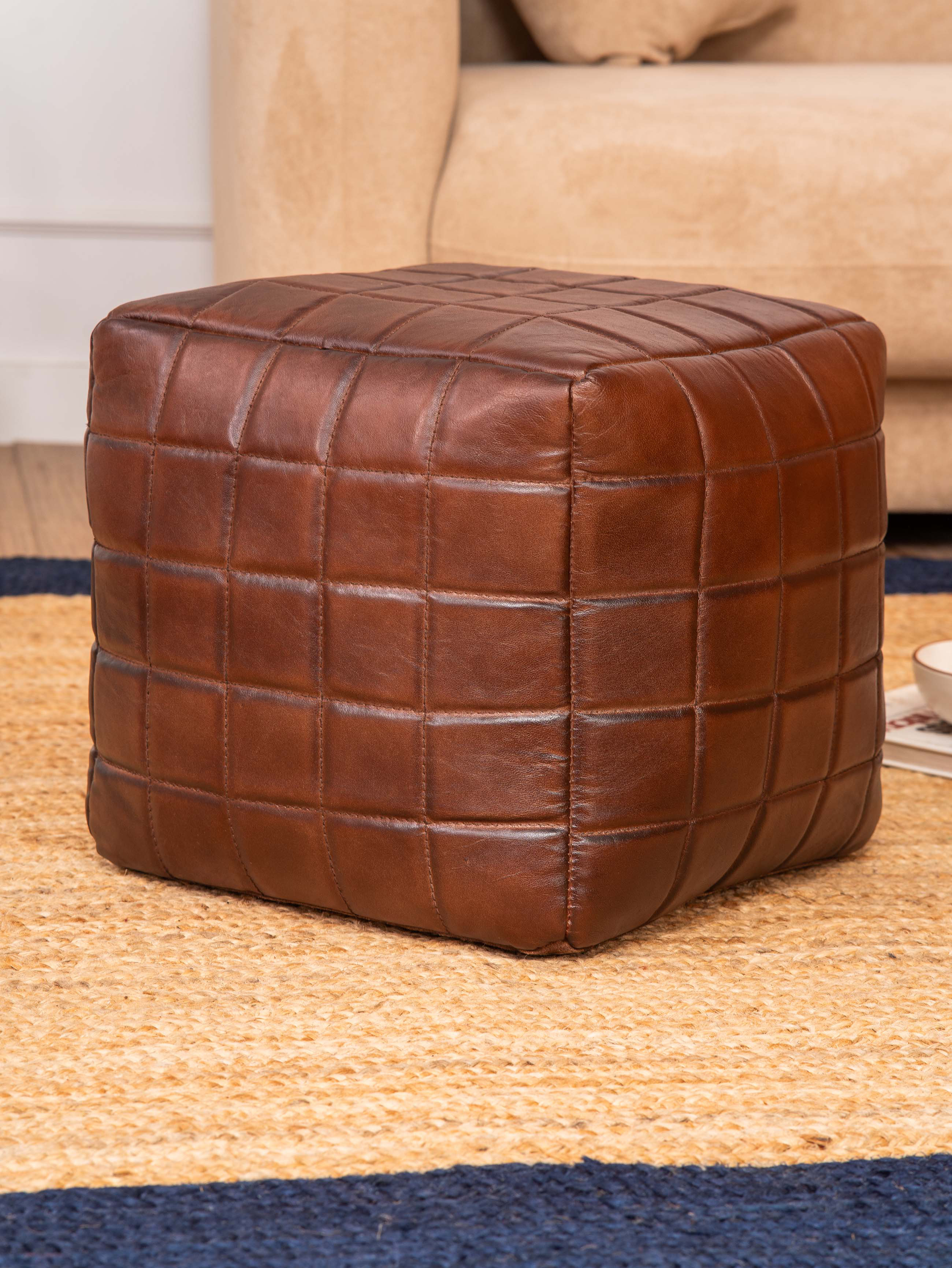 17 Stories HANDMADE ECO-FRIENDLY SQUARE SHAPED STUFFED GOAT LEATHER ...