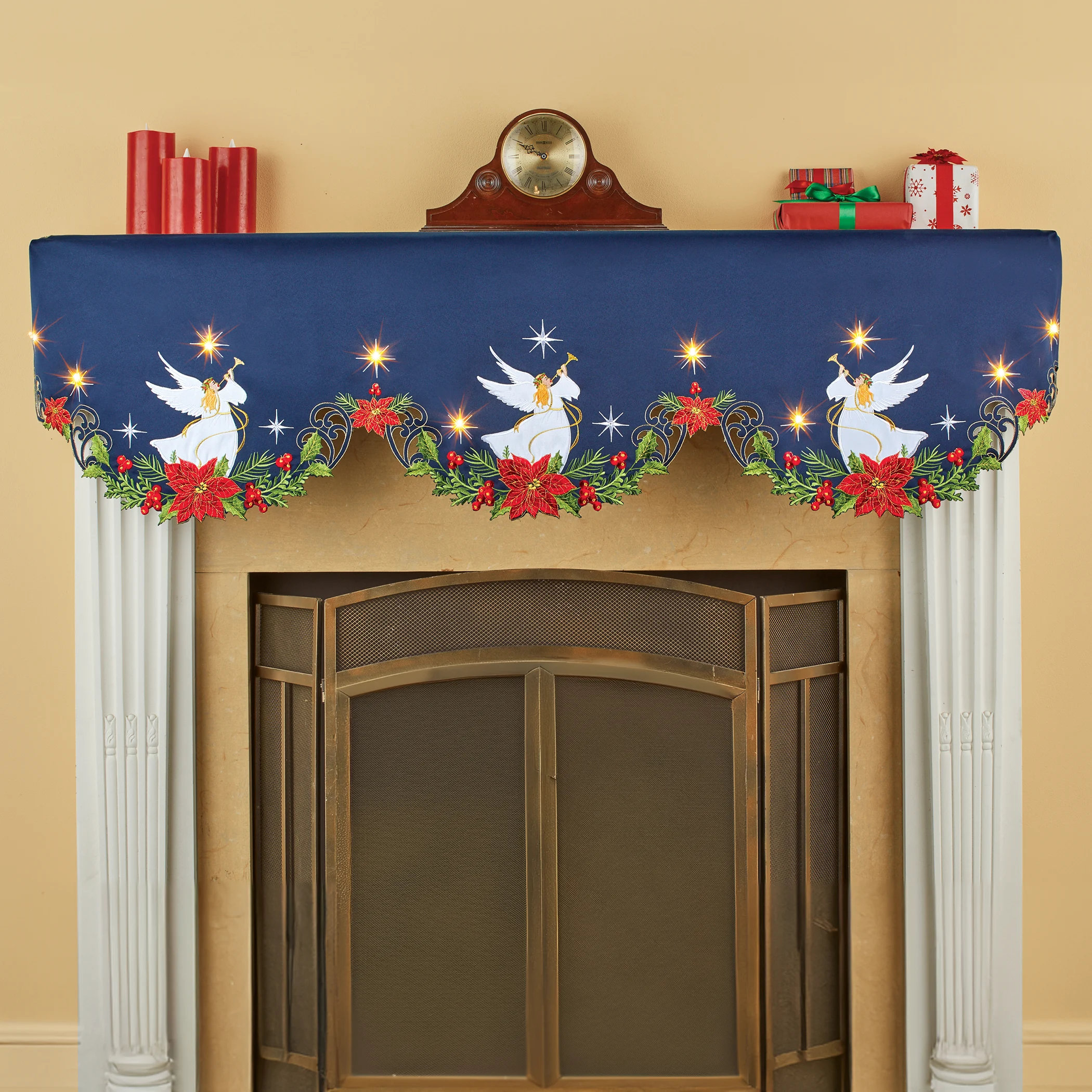 The Holiday Aisle® Holiday Angel Lighted Mantel Scarf | Wayfair