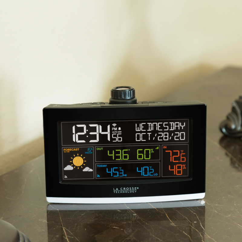 La Crosse Technology Projection Alarm Clock with WiFi Connectability ...