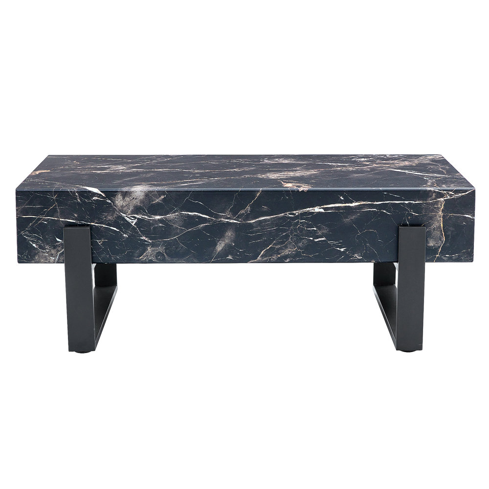Wrought Studio™ 47.2"X23.6" Black Minimalist MDF Marble-Patterned ...