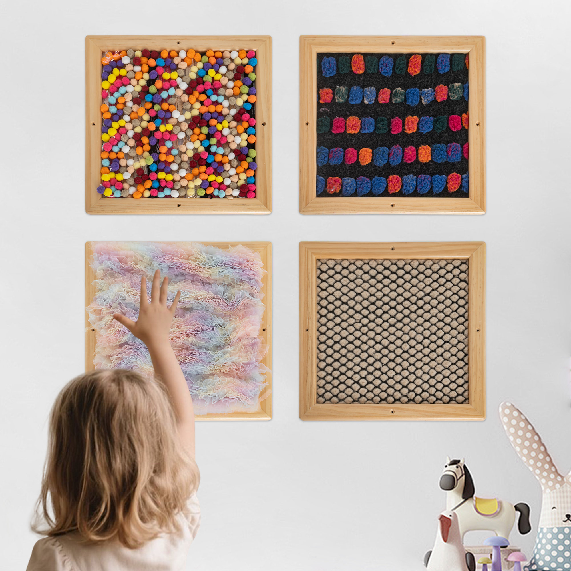 Ophelia & Co. Wooden Frame Sensory Touch Panel Set – Solid Wood Tactile ...