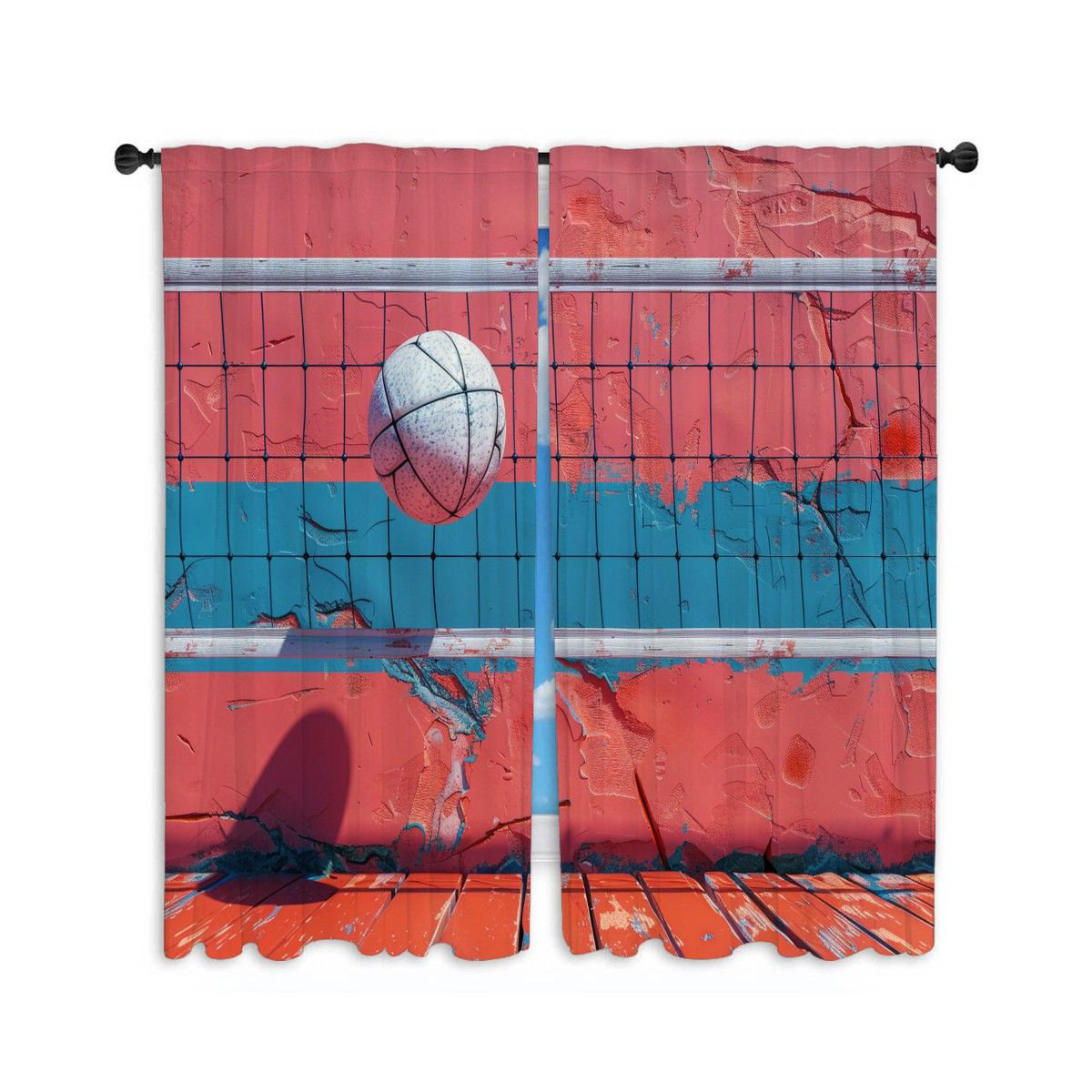 VisionDecor 11930_Volleyball Window Curtains Sports Outdoor Fun Drapes ...