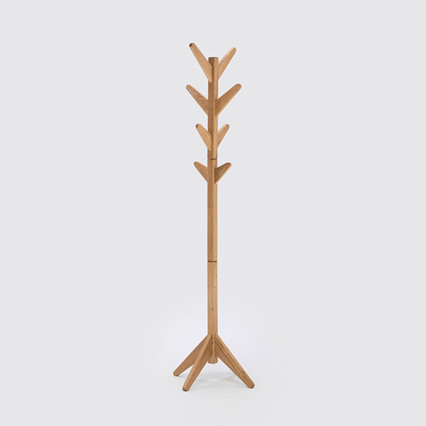 Ebern Designs Lamontay Solid Wood Freestanding 8 - Hook Coat Stand ...