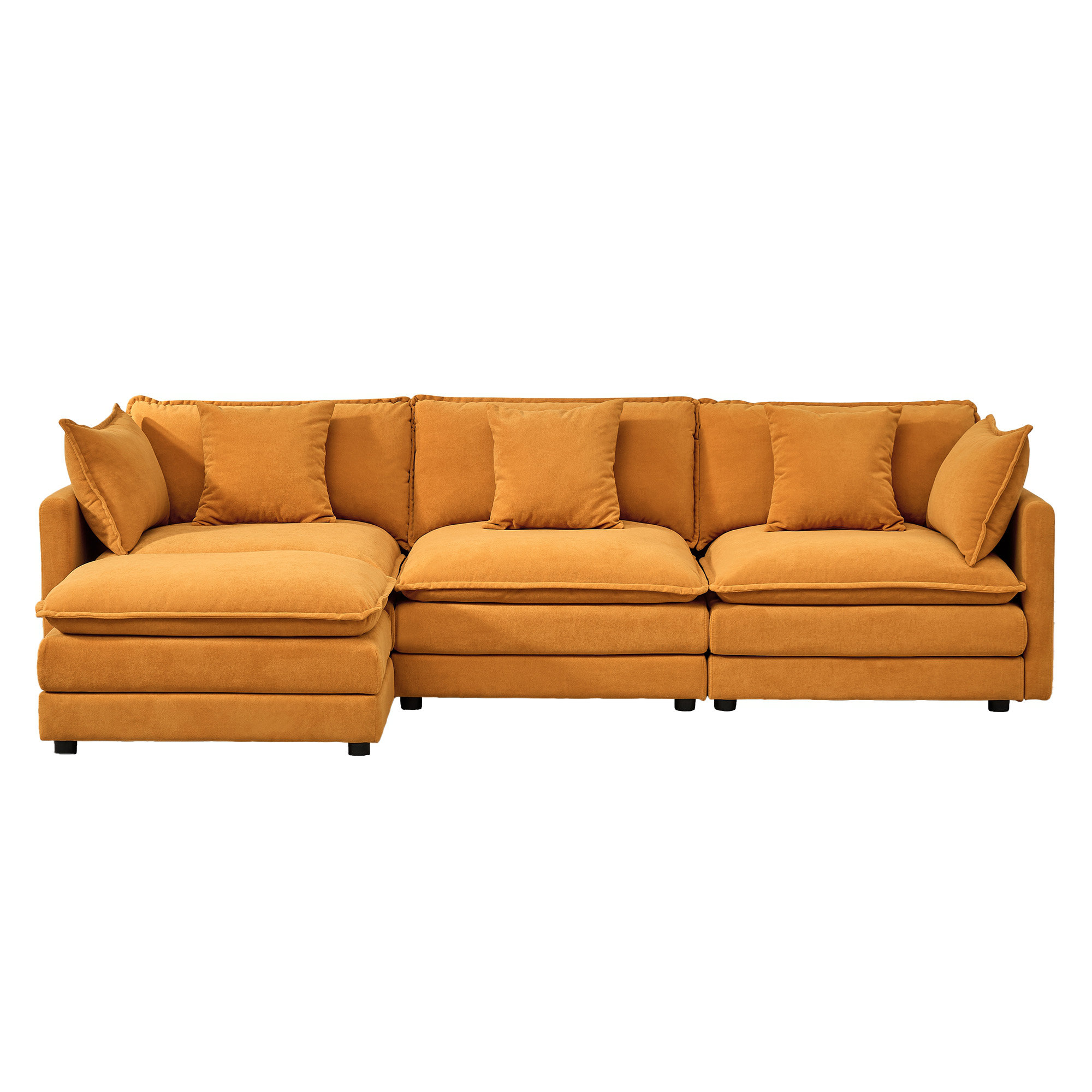 Ebern Designs 110" L-shaped Sectional Sofa 3 Seaters Upholstered Couch ...
