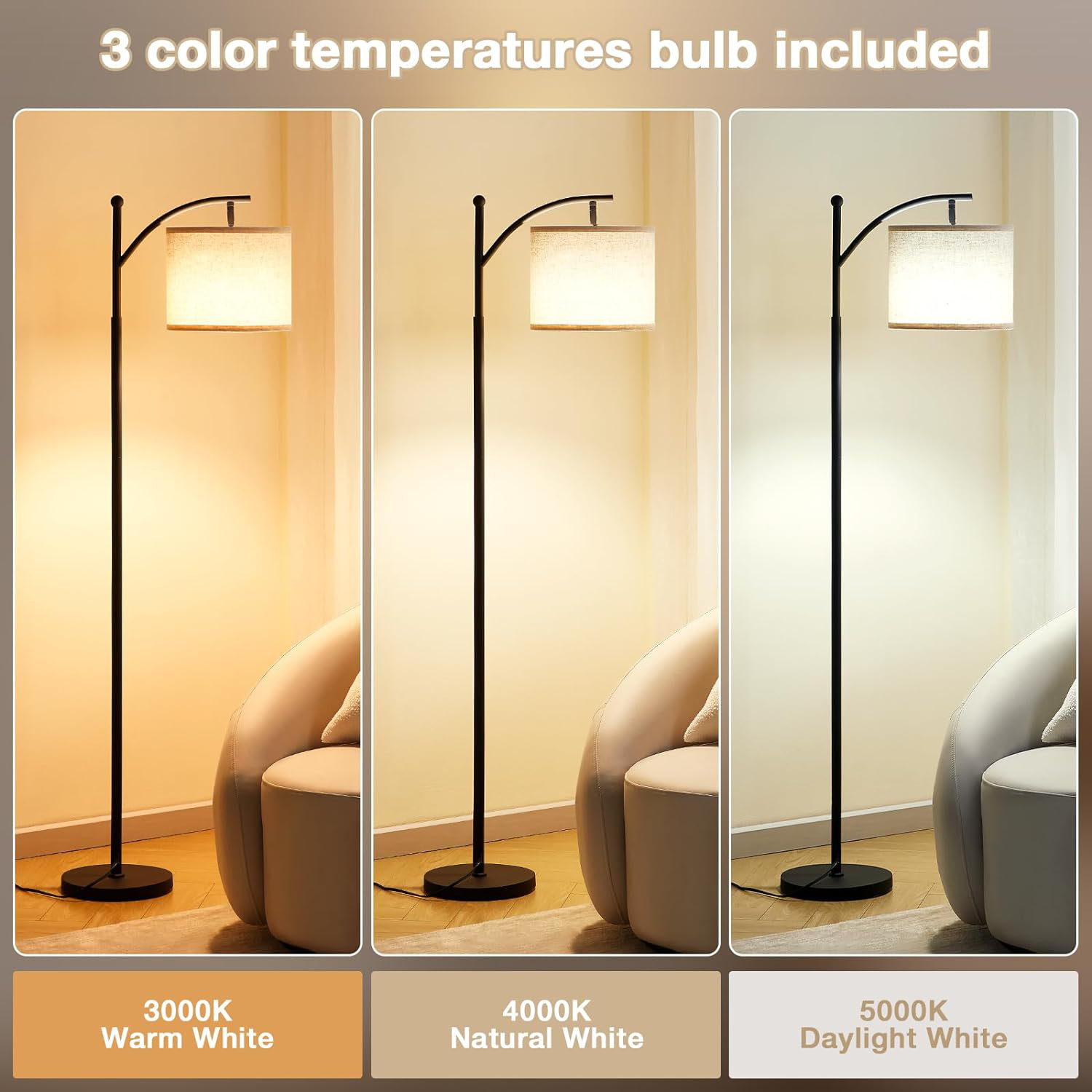 Latitude Run® Floor Lamps For Living Room With 3 Color Temperatures ...