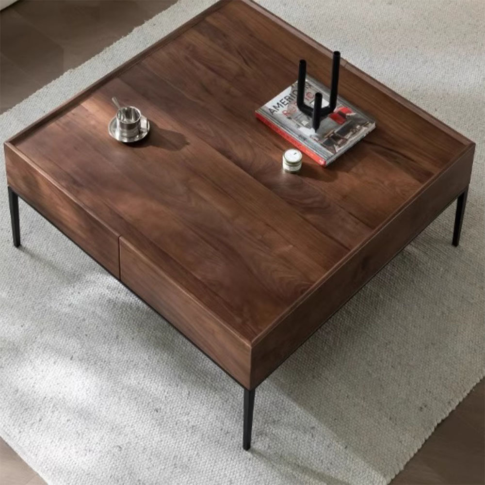 jessica Black Walnut High-end Simple Square Coffee Table Solid Wood Top ...