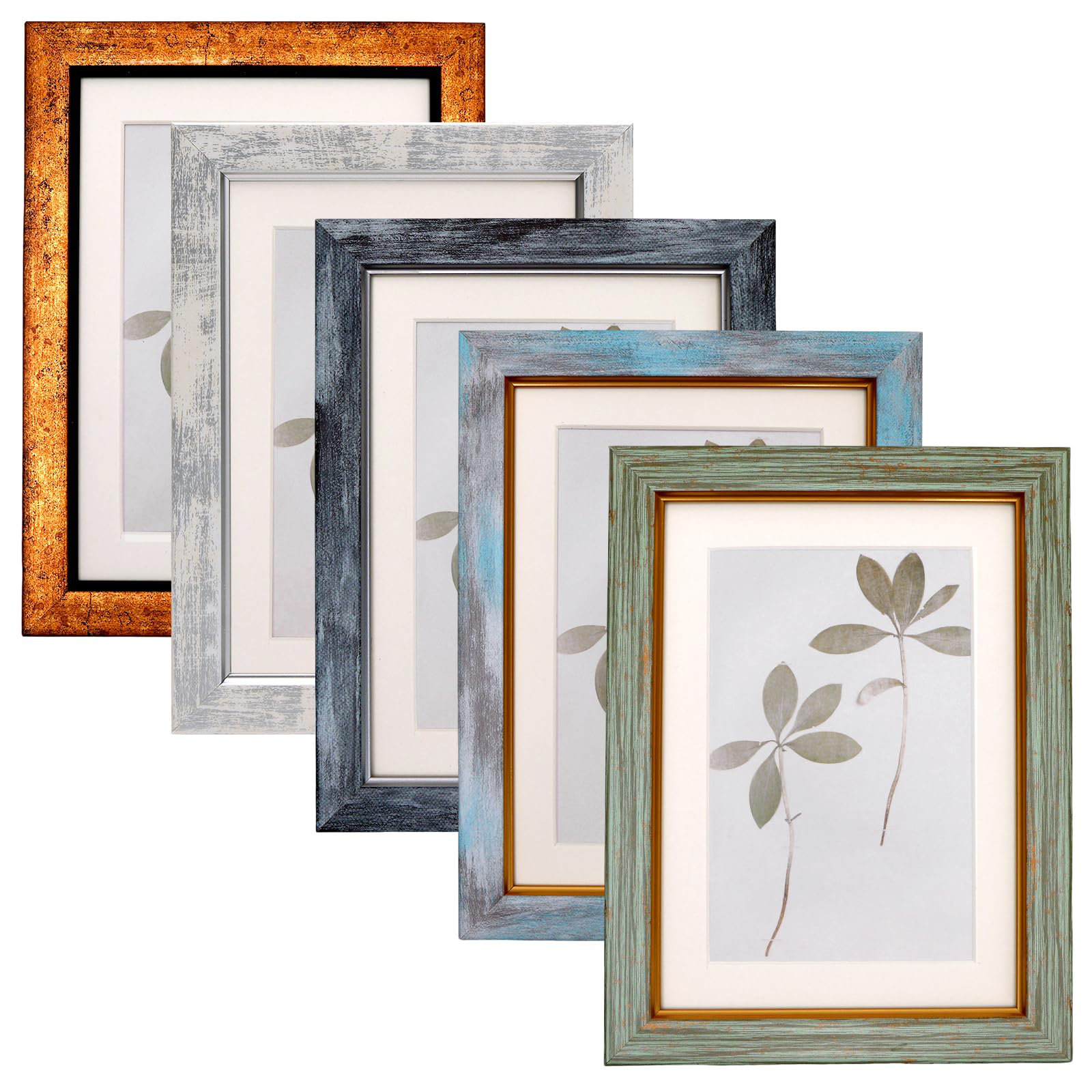 Gracie Oaks 5X7 Photo Frame Set Of 5, Vintage Photo Frames, Tempered ...