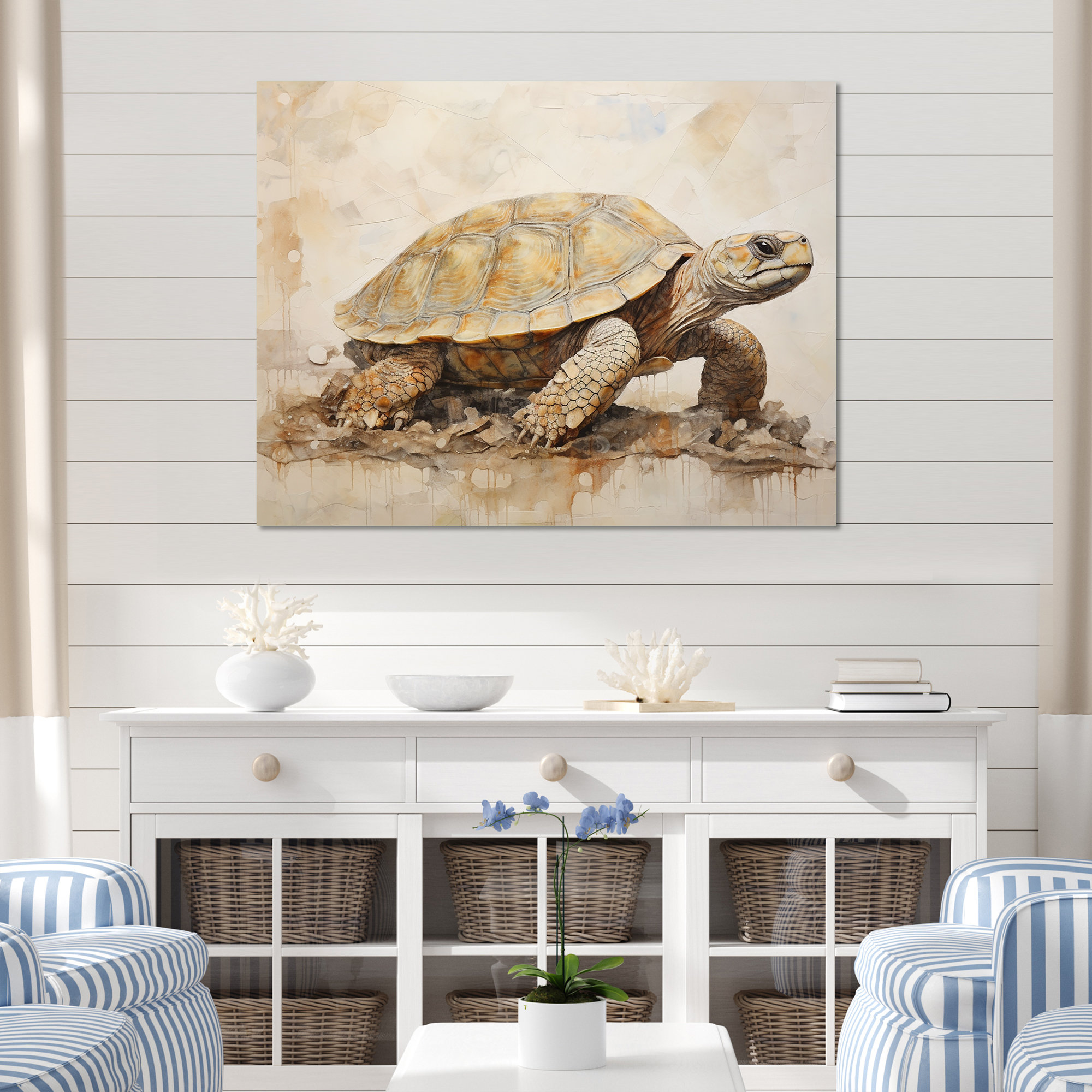 Design Art Minimalism Turtle Adventure - Turtle Animal Wall Art Living ...