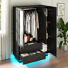 Fushimuma 3 doors Armoire Wardrobe With 2 Drawers and Shelves and led ...